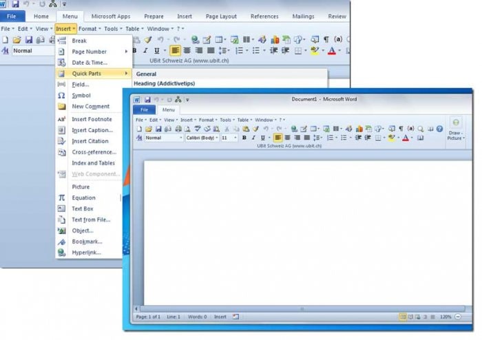 UBitMenu - mang menu cổ điển đến cho Office 2010
