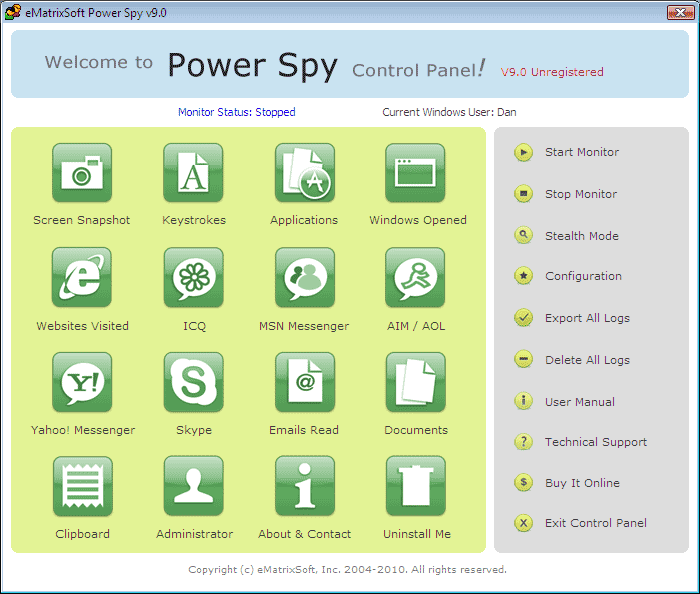 Power Spy 2011 – Biết đến từng chi tiết người khác đã làm gì trên máy tính