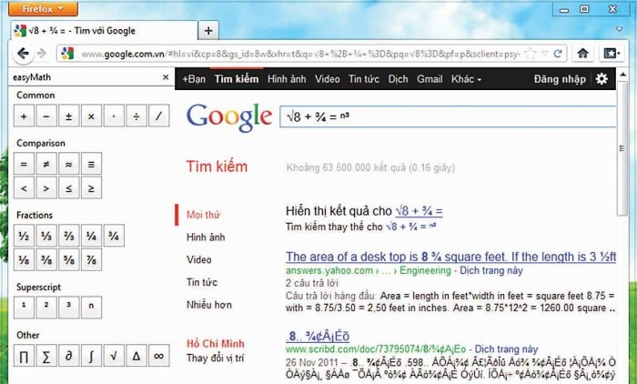 easyMath - Nhập ký hiệu toán học trên trang web bất kỳ