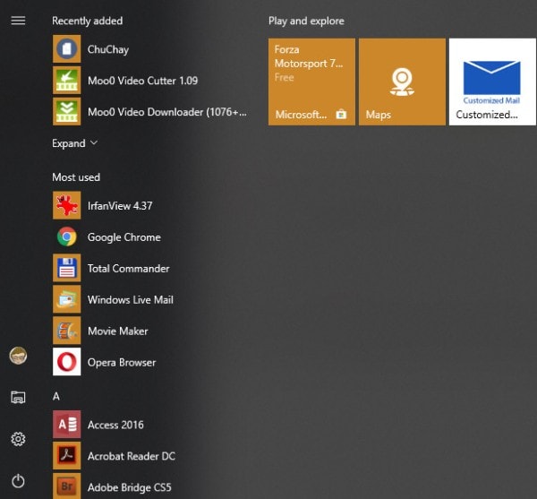Không tìm thấy chương trình trong All Programs của Windows 10