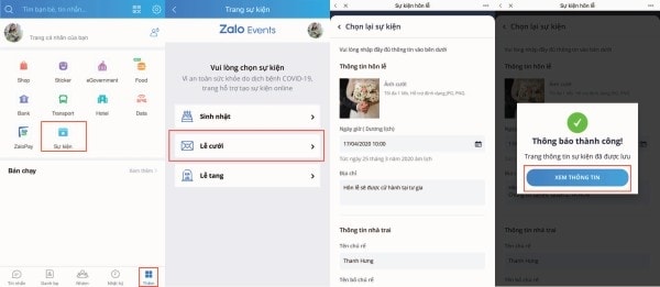 Tổ chức đám cưới, tang lễ trong mùa Covid-19 trên Zalo