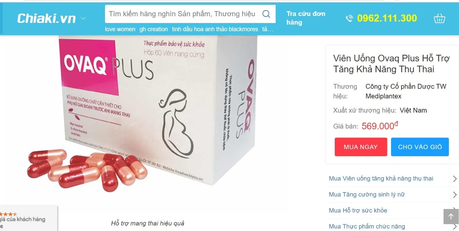 Thực phẩm chức năng OvaQ Plus quảng cáo như thuốc chữa bệnh